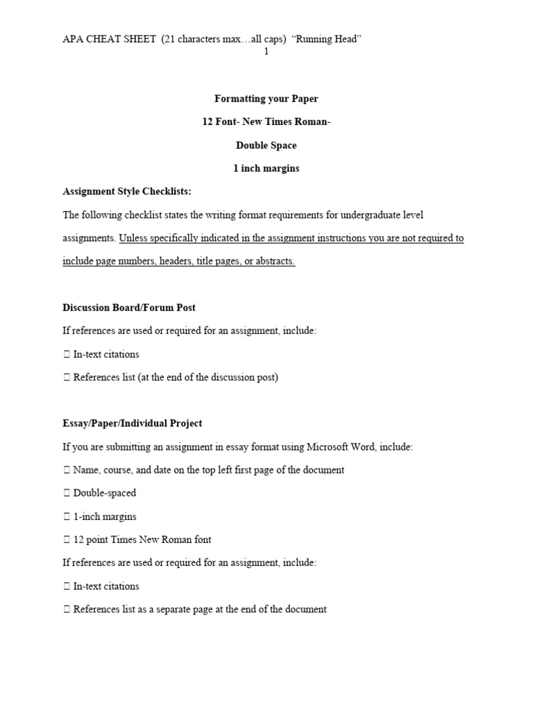 APA Cheat Sheet | PDF | Letter Case | Plagiarism