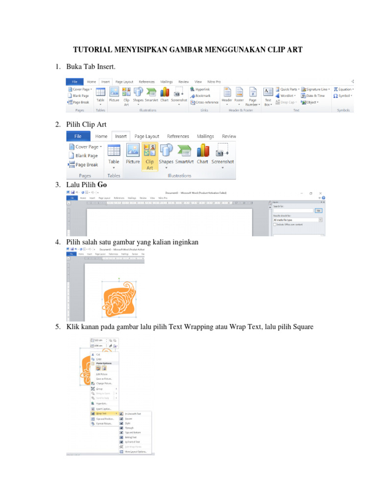 Tutorial Menyisipkan Gambar Menggunakan Clip Art DLL | PDF
