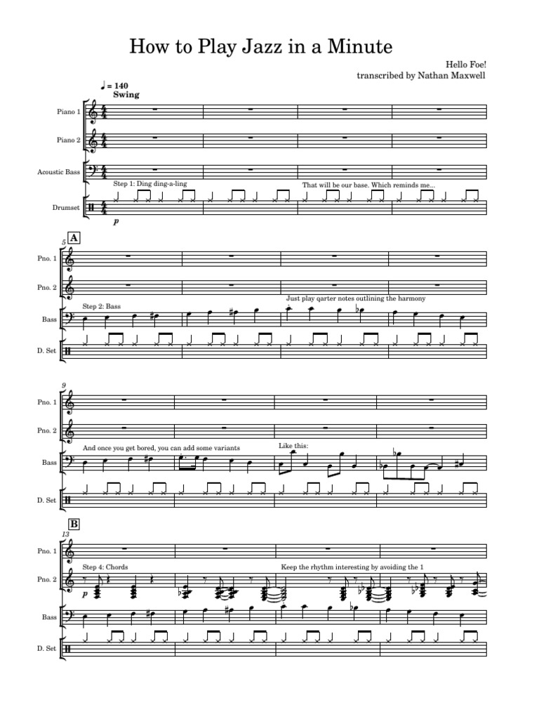 How To Play Jazz in A Minute Hello Foe | PDF | Musical Techniques ...