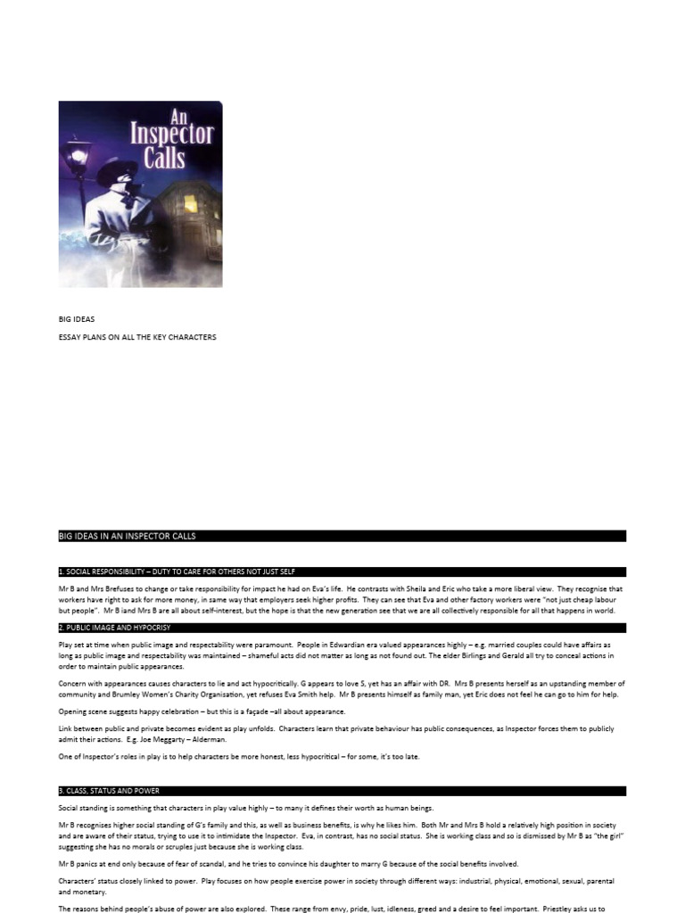 Key Themes in 'An Inspector Calls' | PDF | Social Science