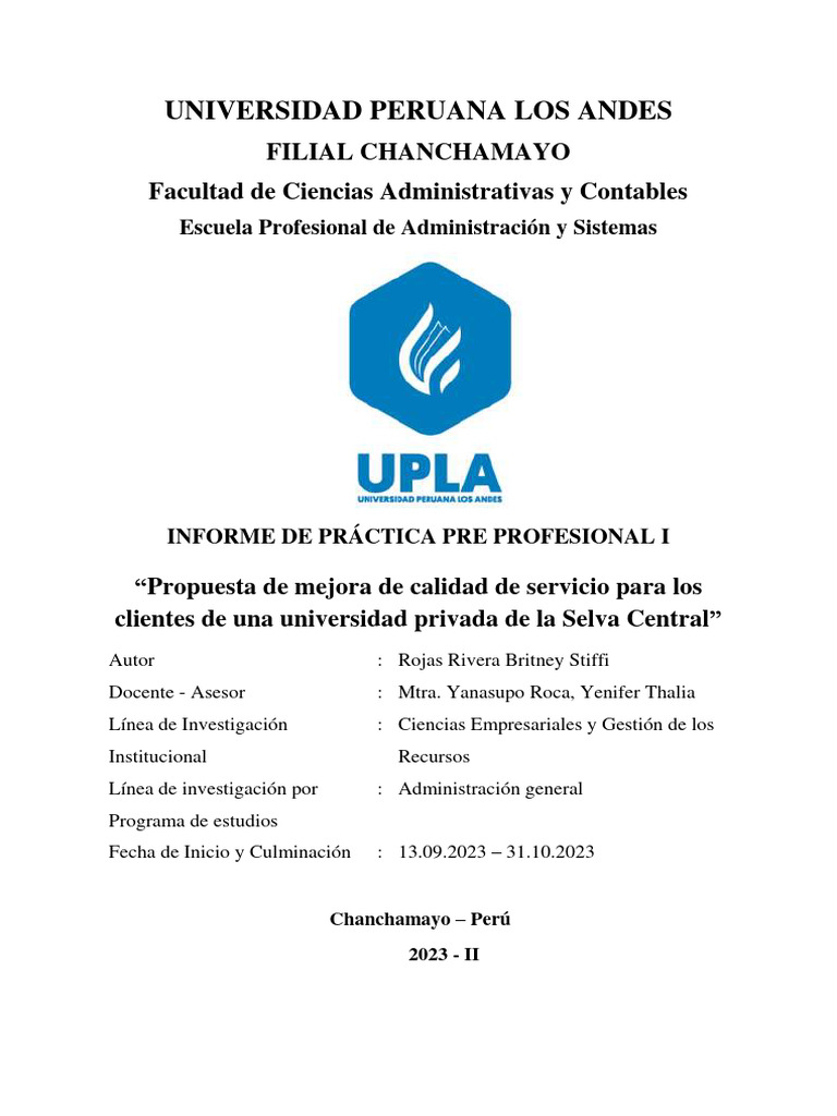 9. INFORME FINAL DE PPP_ ROJAS RIVERA BRITNEY STIFFI | PDF | Calidad (comercial) | Business
