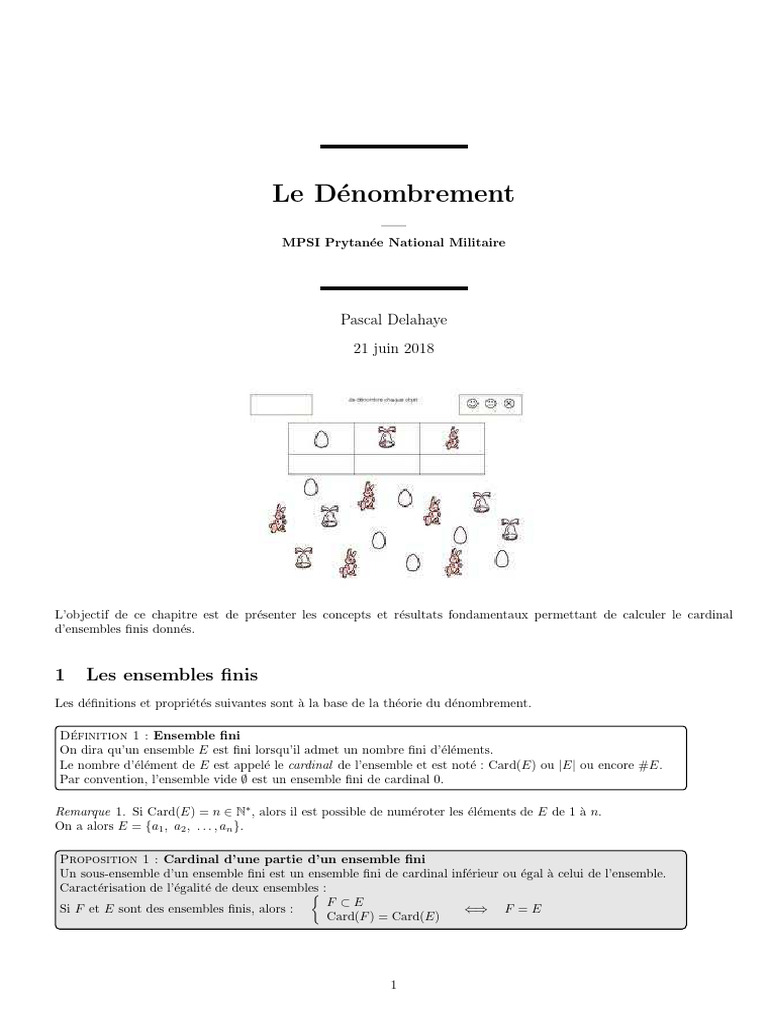 Introduction au Dénombrement Mathématique | PDF | Ensemble ...