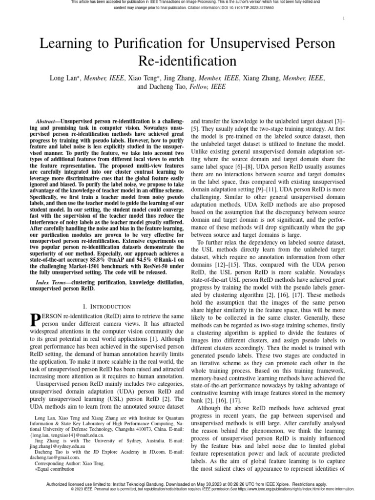 Unsupervised Person ReID Purification | PDF | Cluster Analysis ...