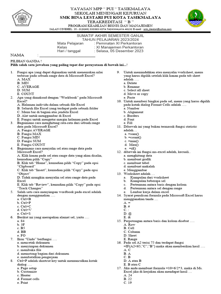 Soal Peminatan XI OTKP | PDF
