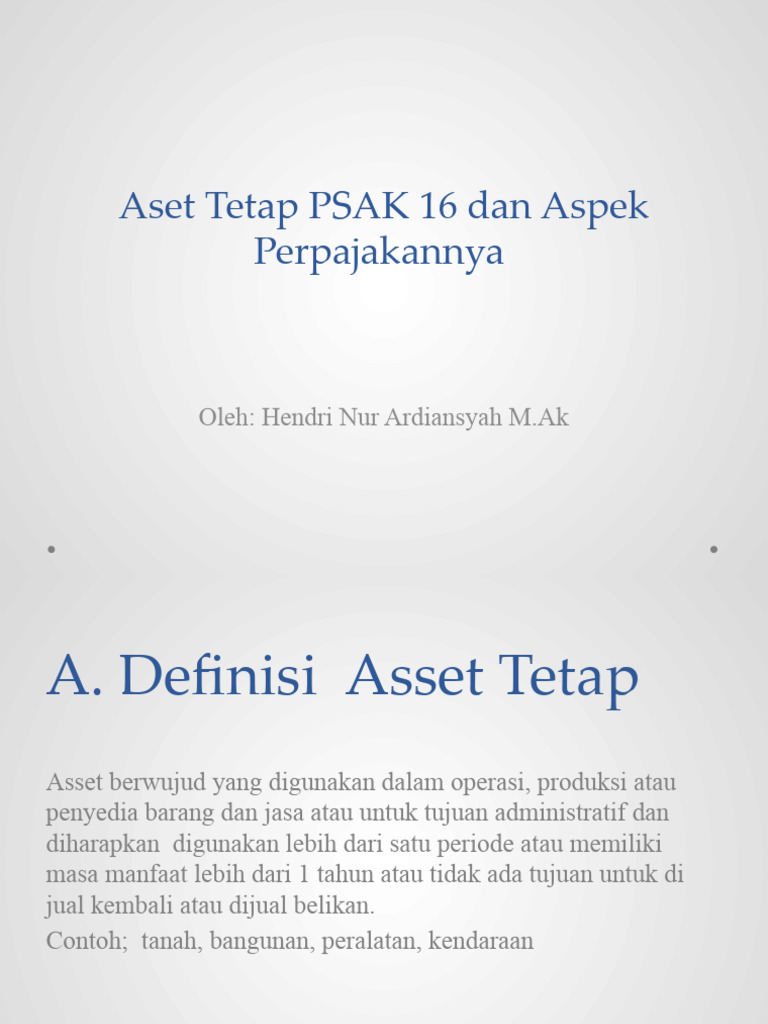 Aset Tetap PSAK 16 dan Pajak di Indonesia | PDF