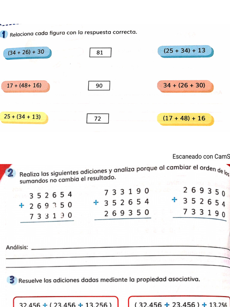Actividad Propiedades de La Suma | PDF