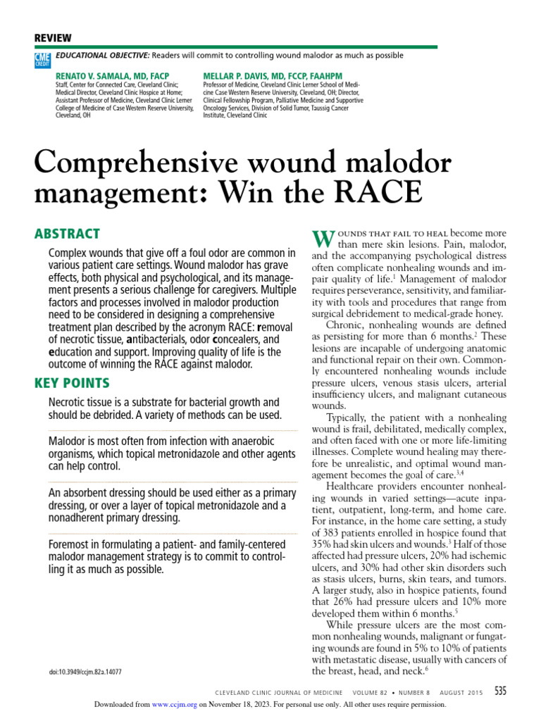 Comprehensive wound malodor | PDF | Wound | Odor