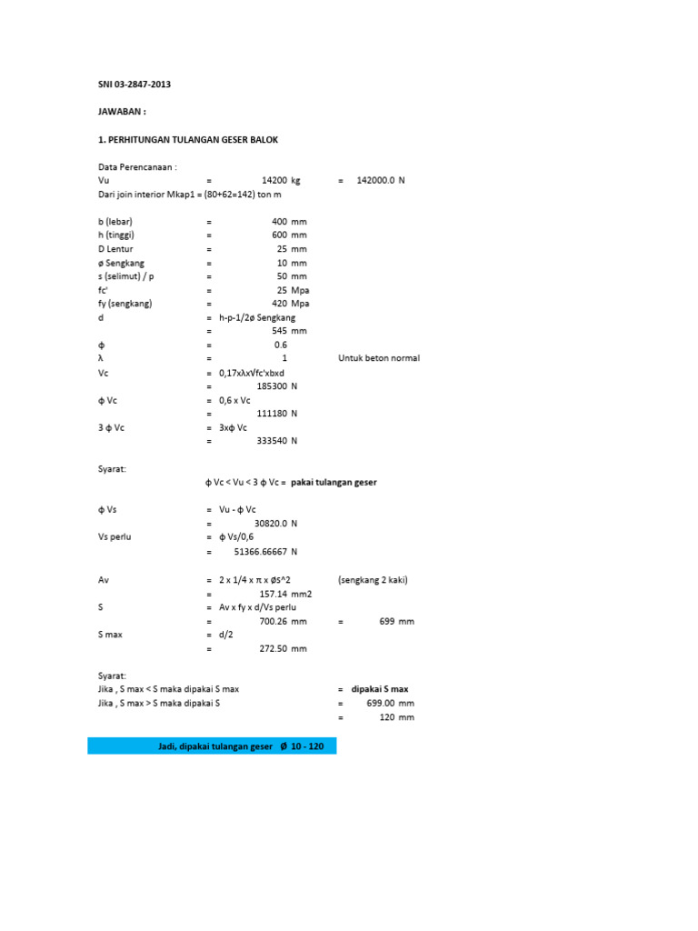 Tugas Uas Aldi Struktur Beton II | PDF