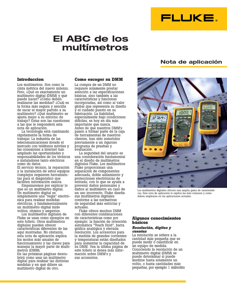 Multímetro FLUKE | PDF | Corriente eléctrica | Resistencia Eléctrica y ...