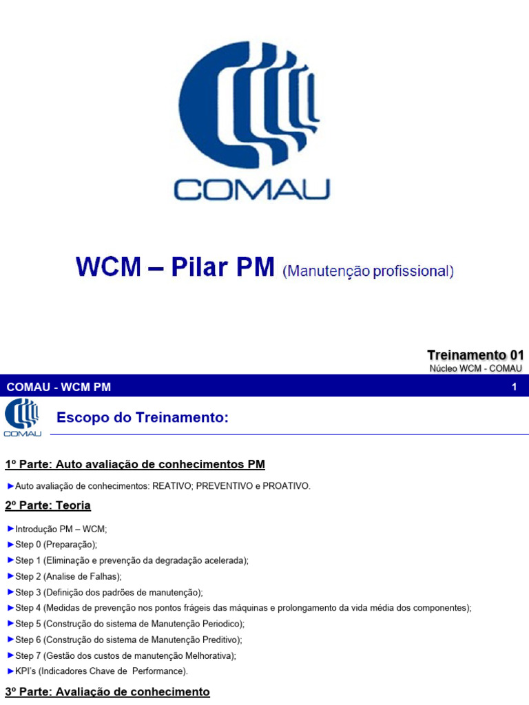 01 - Treinamento PM - COMAU (Completo) | PDF | Tempo | Informação
