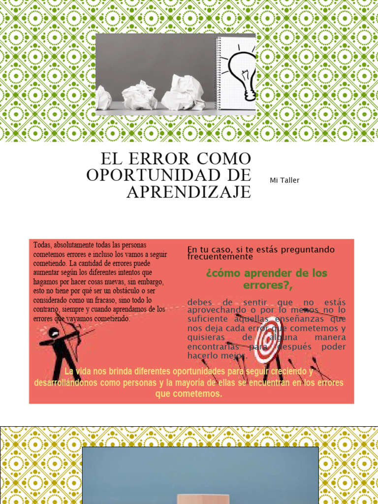 Taller 4 El Error Como Oportunidad de Aprendizaje | PDF
