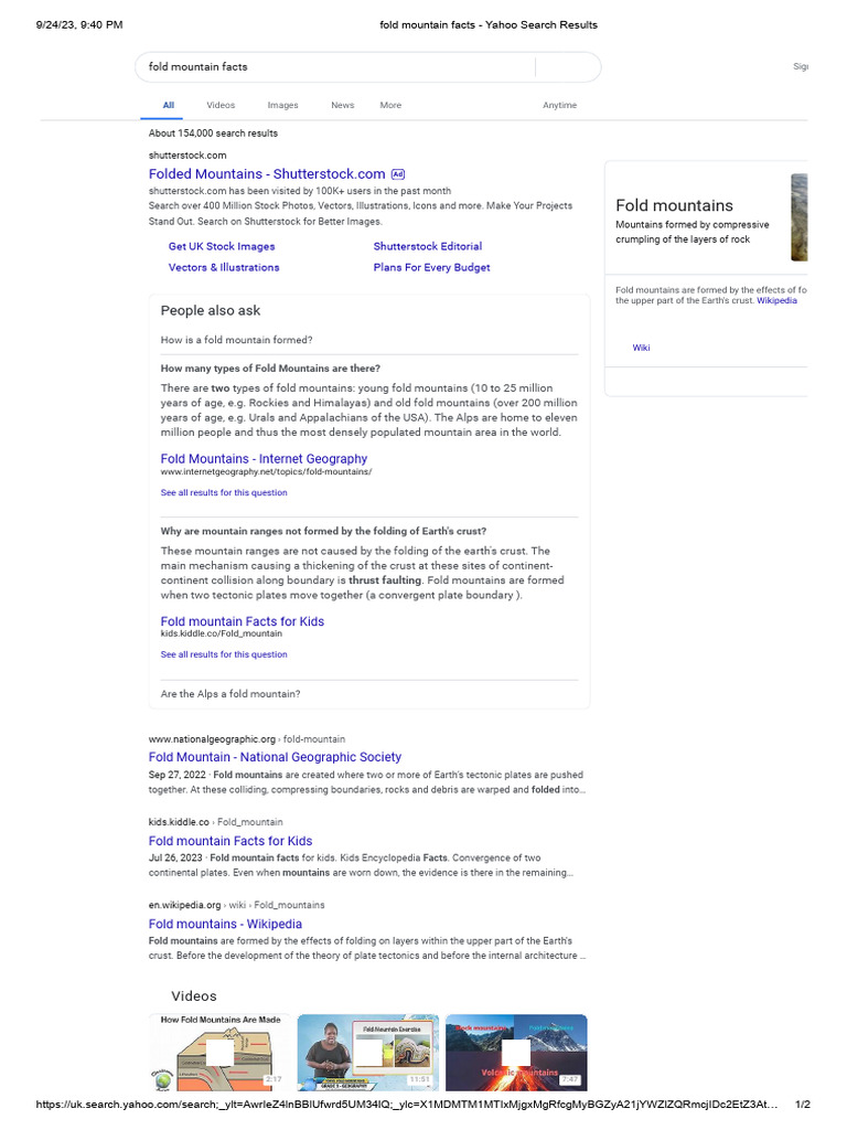 Fold Mountain Facts - Yahoo Search Results | PDF | Plate Tectonics | Mountains