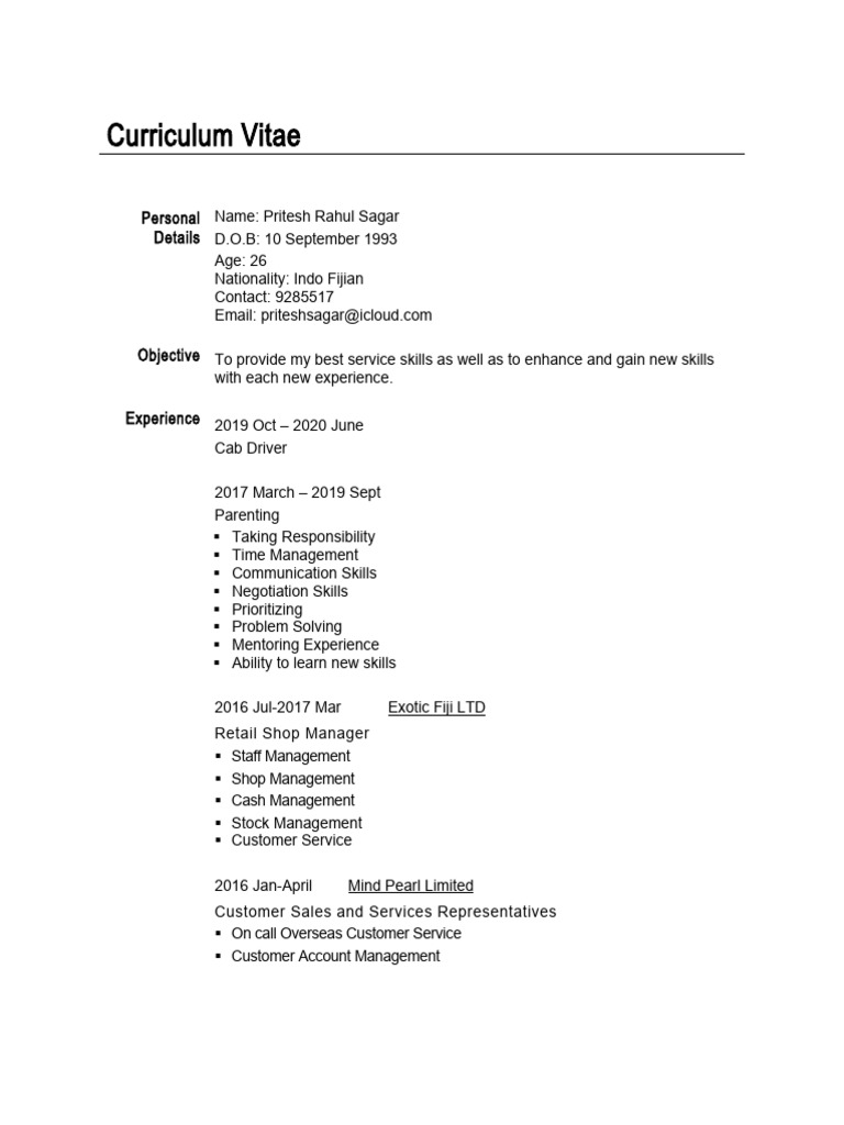 Pritesh Sagar CV | PDF