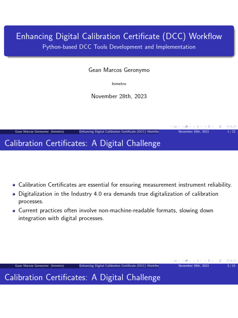 Enhancing Digital Calibration Certificate (DCC) Workflow Python-Based ...