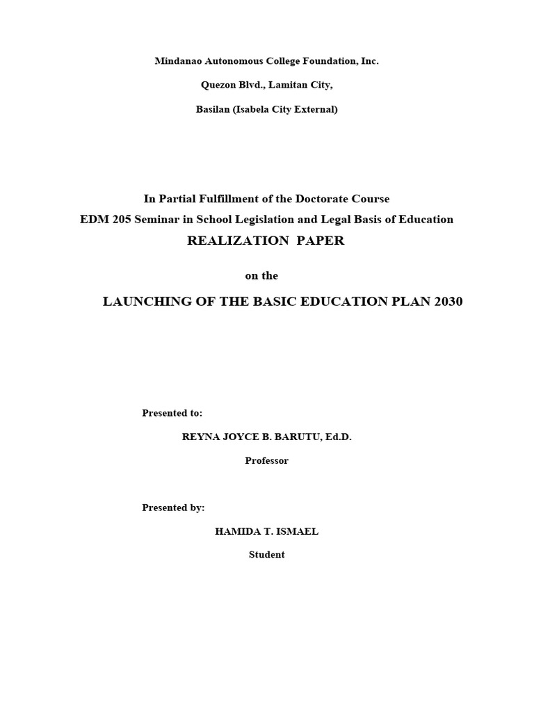 Launching the Basic Education Plan 2030 | PDF | Programme For ...
