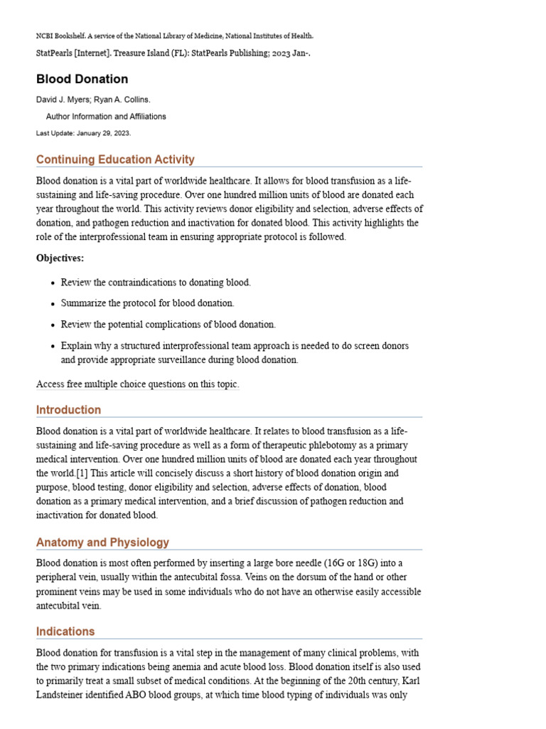 Blood Donation: Protocols and Practices | PDF | Blood Donation ...