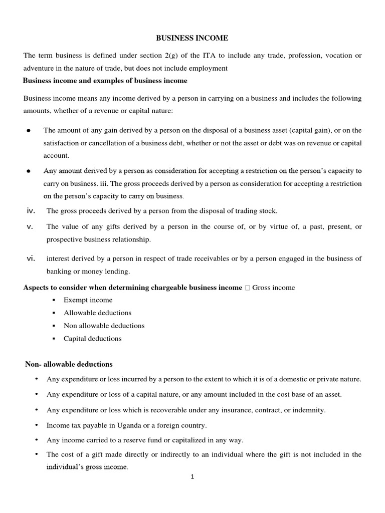 Business Income Notes | PDF | Expense | Tax Deduction