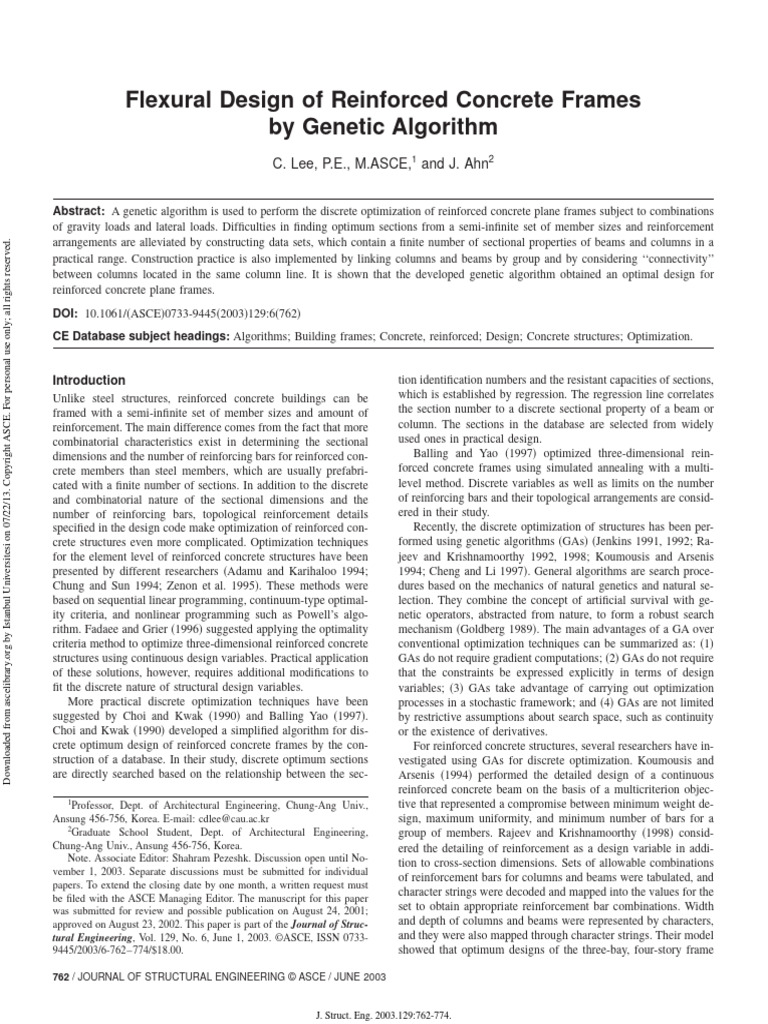 (2003) Flexural Design of Reinforced Concrete Frames by Genetic ... (2003) Flexural Design of Reinforced Concrete Frames by Genetic ...