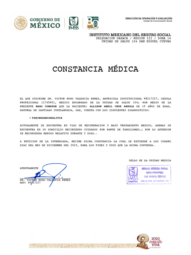 Constancia Medica | PDF | Relaciones personales, crianza y desarrollo personal | Salud y bienestar