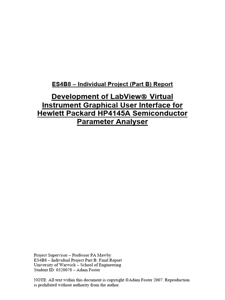 HP 4145A Labview Virtual Instrument | PDF | Bipolar Junction Transistor ...