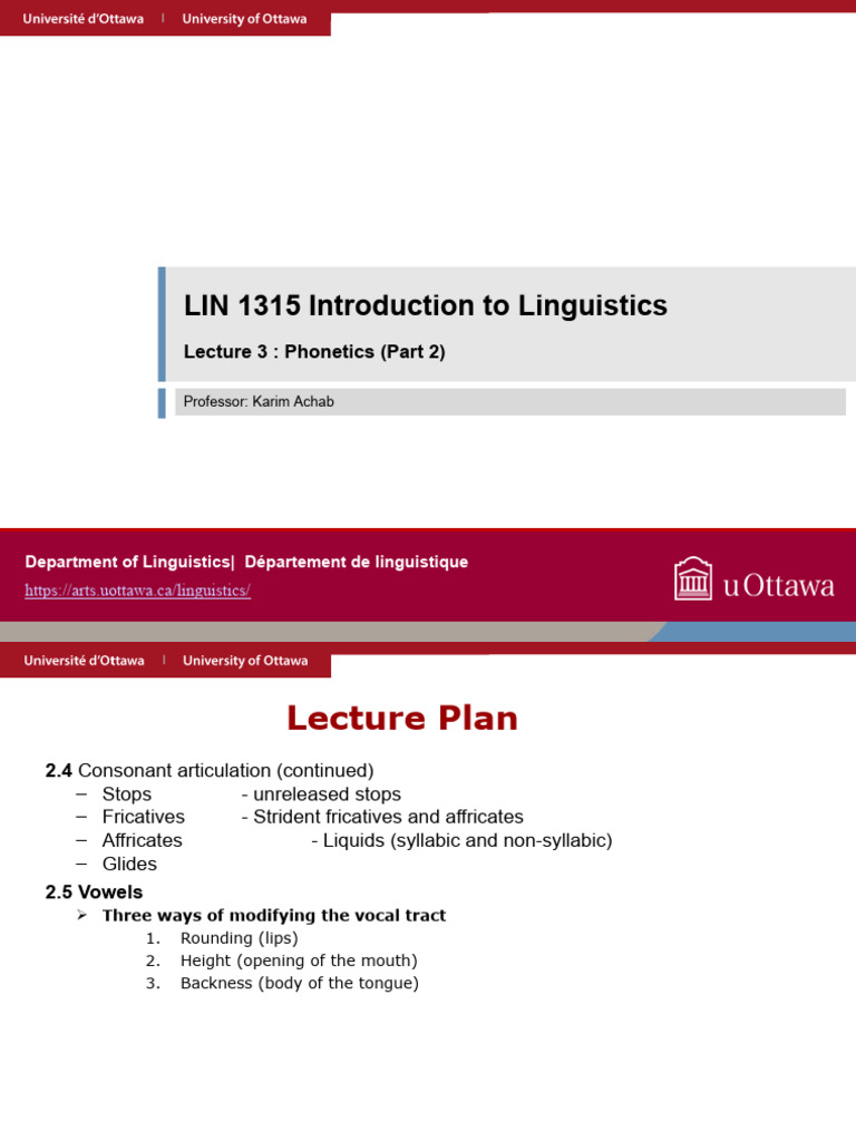 Lecture 3 Phonetics - PART 2 | PDF | Consonant | Vowel Lecture 3 Phonetics - PART 2 | PDF | Consonant | Vowel