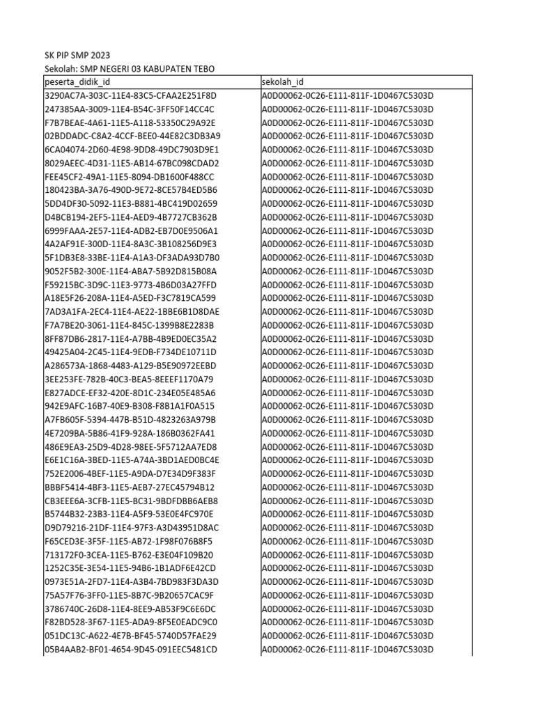 SK PIP SMP 2023 Tebo Data | PDF