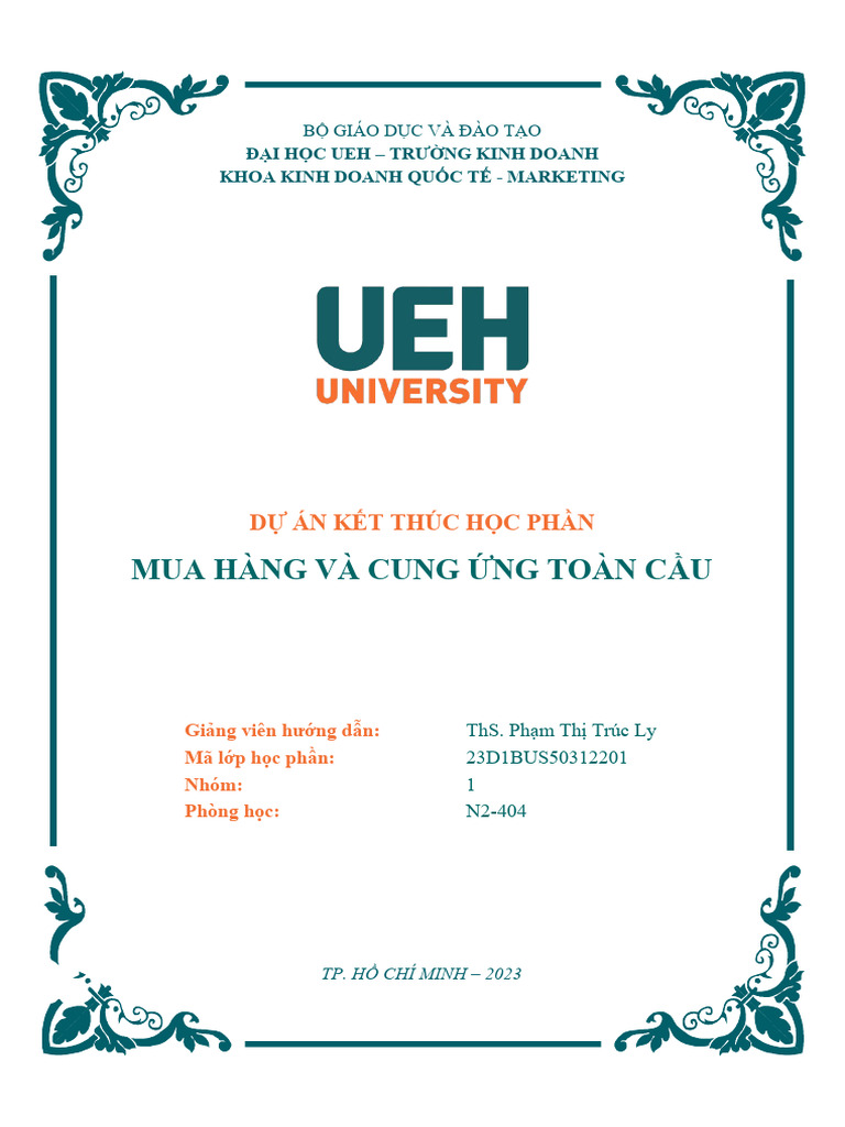 Bài thi KTHP môn Mua hàng và cung ứng toàn cầu | PDF