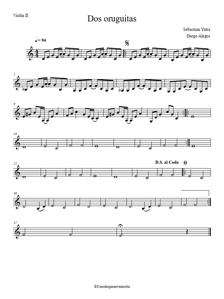 Dos Oruguitas Sheet Music for Violin | PDF