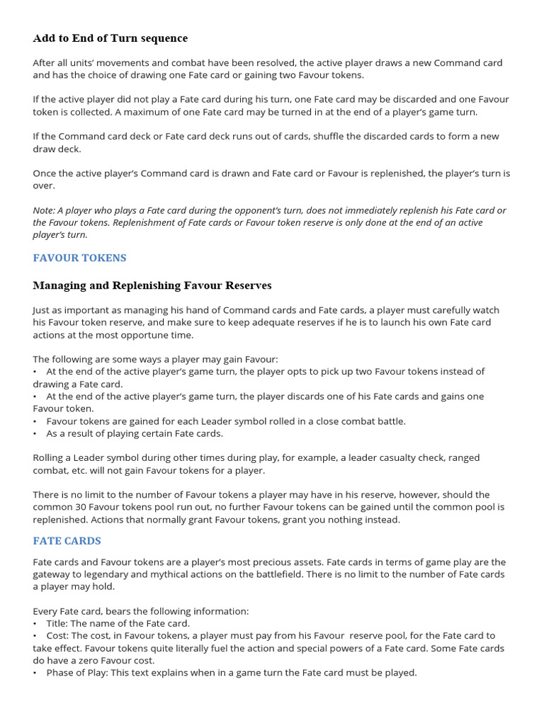 Fate & Favour Rules | PDF | Battles | Military