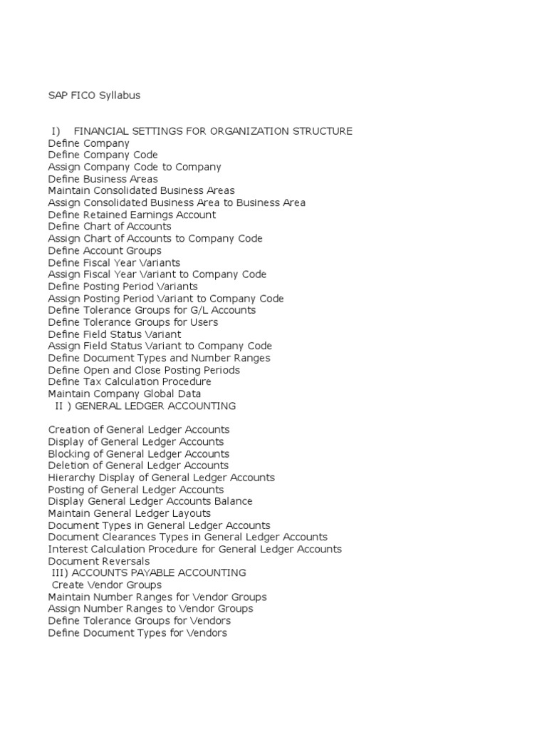 Sap Fi Syllabus | PDF | Depreciation | Invoice