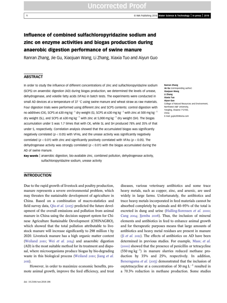 Zhang Et Al (2018) - Sulfachlorpyridazine | PDF | Biogas | Anaerobic ... Zhang Et Al (2018) - Sulfachlorpyridazine | PDF | Biogas | Anaerobic ...