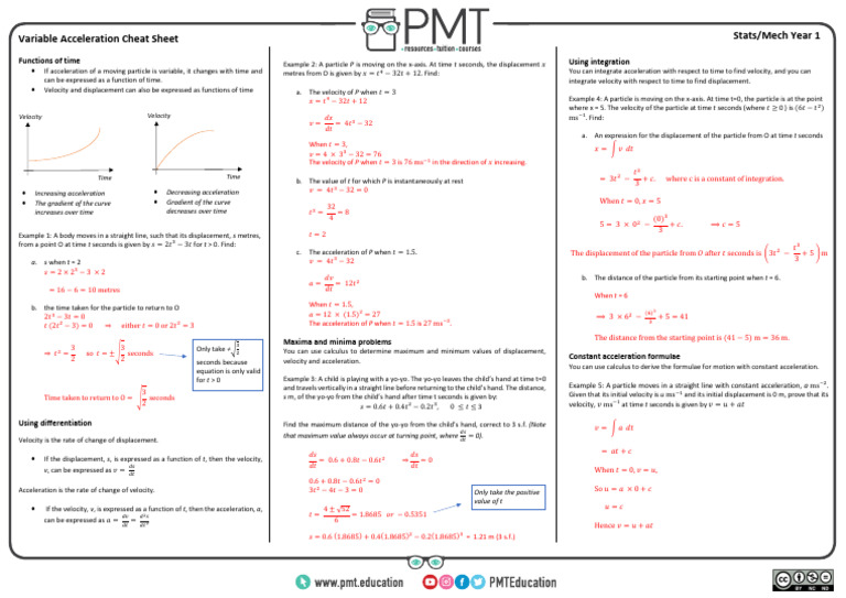Variable Acceleration | PDF | Acceleration | Velocity