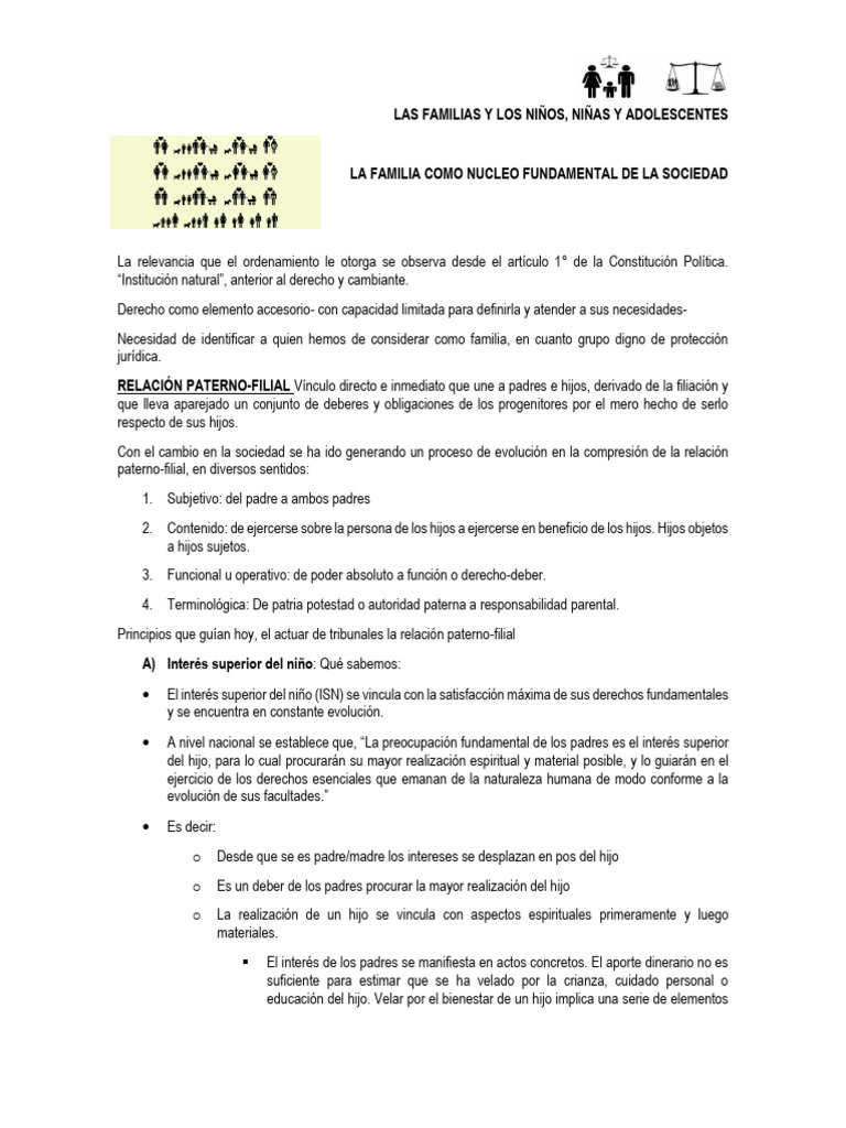 Ficha 1 Las Familias y Los Nna | PDF | Familia | Derechos