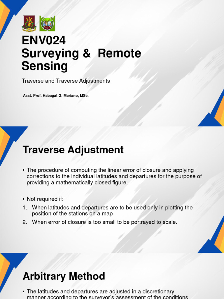 Traverse and Traverse Adjustment | PDF | Surveying | Minute And Second ...