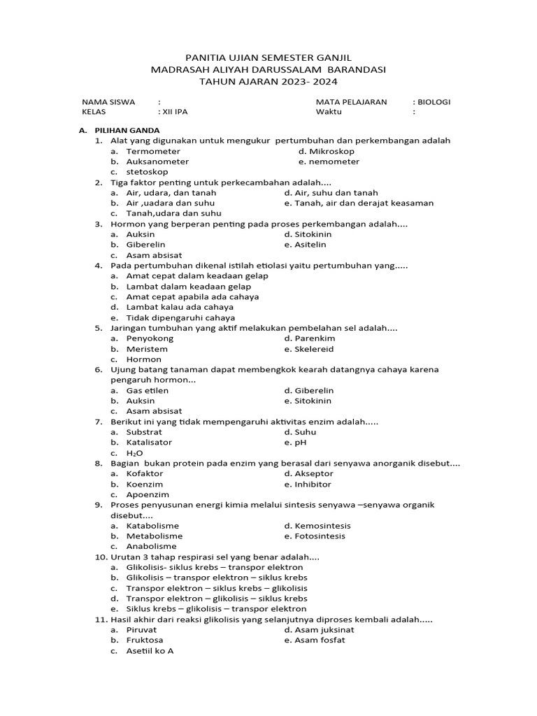 Pas Ganjil 2023 | PDF | Sains & Matematika