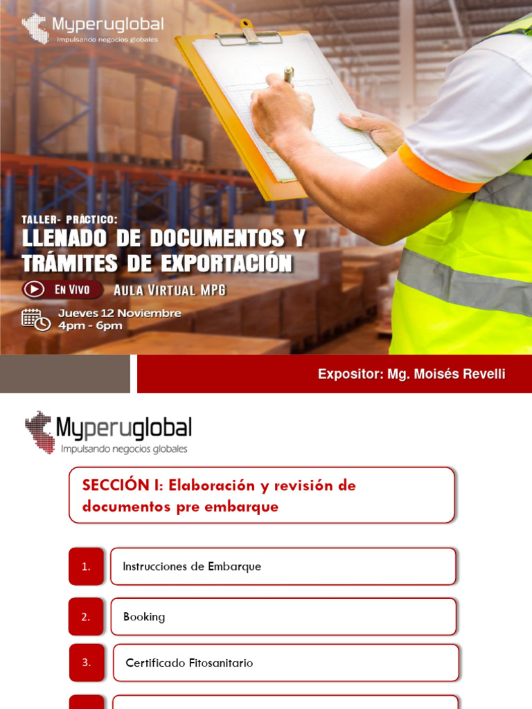 Taller Práctico Llenado De Documentos Y Trámites De Exportación Pdf