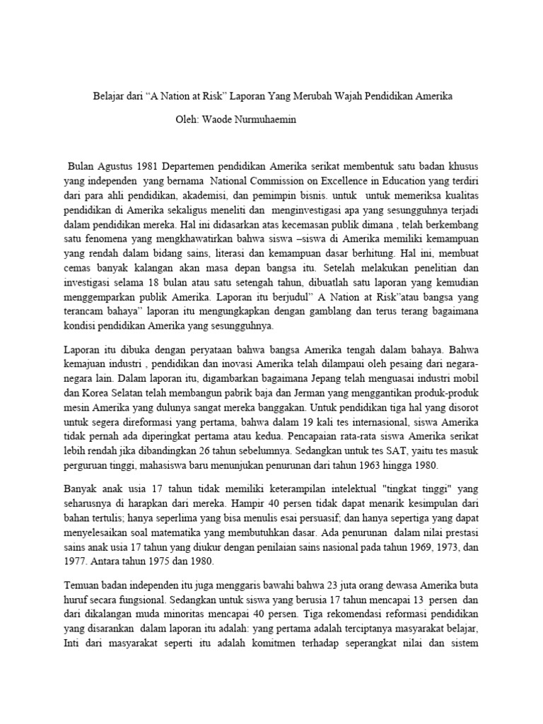 Belajar Dari A Nation at Risk Opini Republika | PDF | Ilmu Sosial