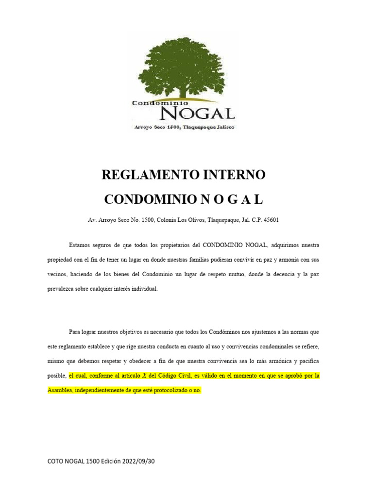 Reglamento 2022 | PDF | Condominio | Multa (pena)