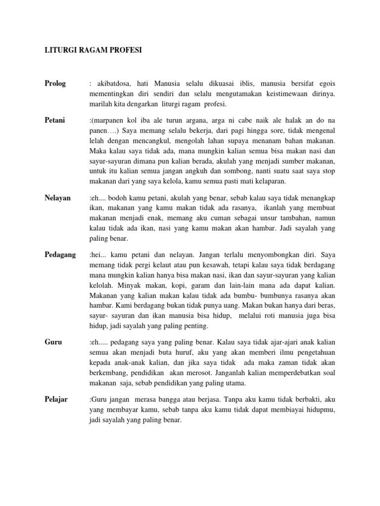 Liturgi Ragam Profesi Pendeta | PDF | Seni