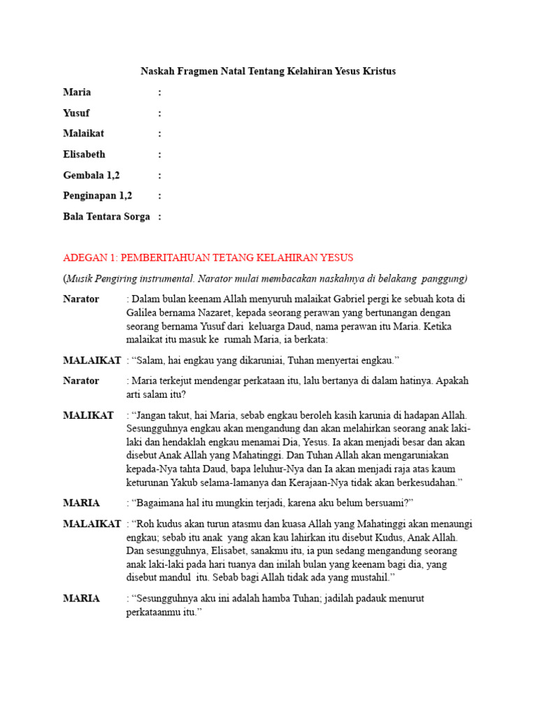 Naskah Fragmen Natal Tentang Kelahiran Yesus Kristus | PDF
