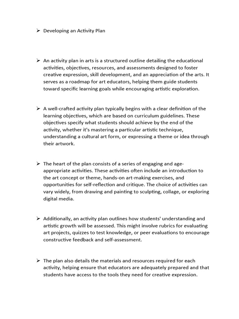 Developing An Activity Plan | PDF | Learning | Teachers