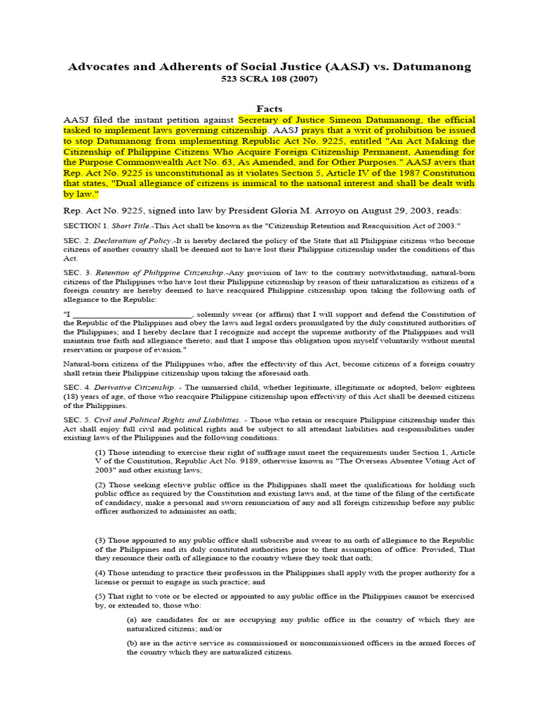 Citizenship Cases | PDF | Naturalization | Citizenship