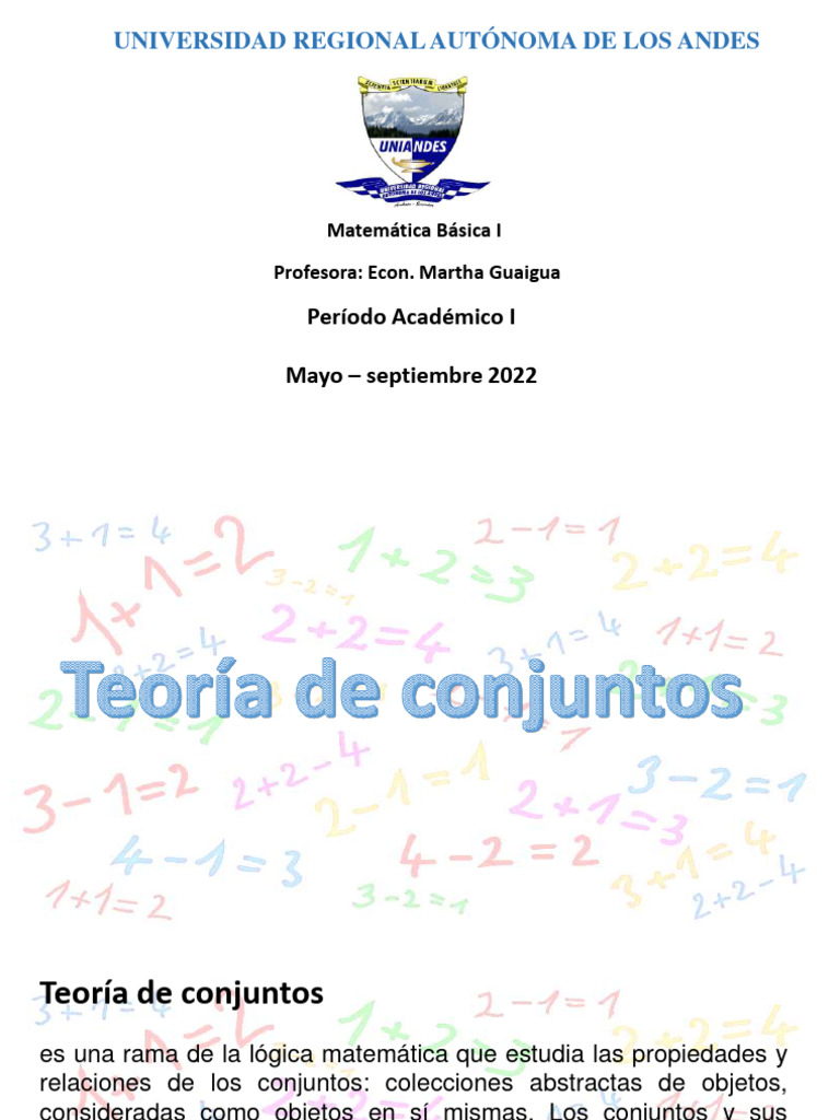 3 Teoria de Conjuntos | PDF | Conjunto (Matemáticas) | Objetos matemáticos