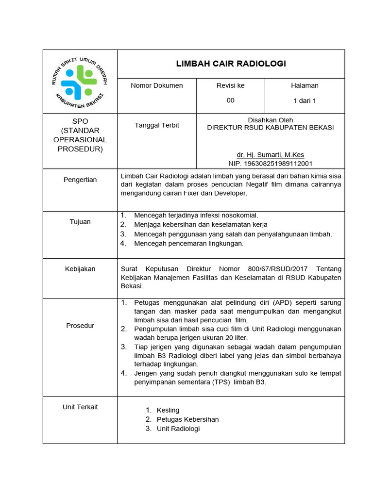 Sop Limbah Cair Radiologi | PDF | Griya & Taman | Teknologi & Rekayasa