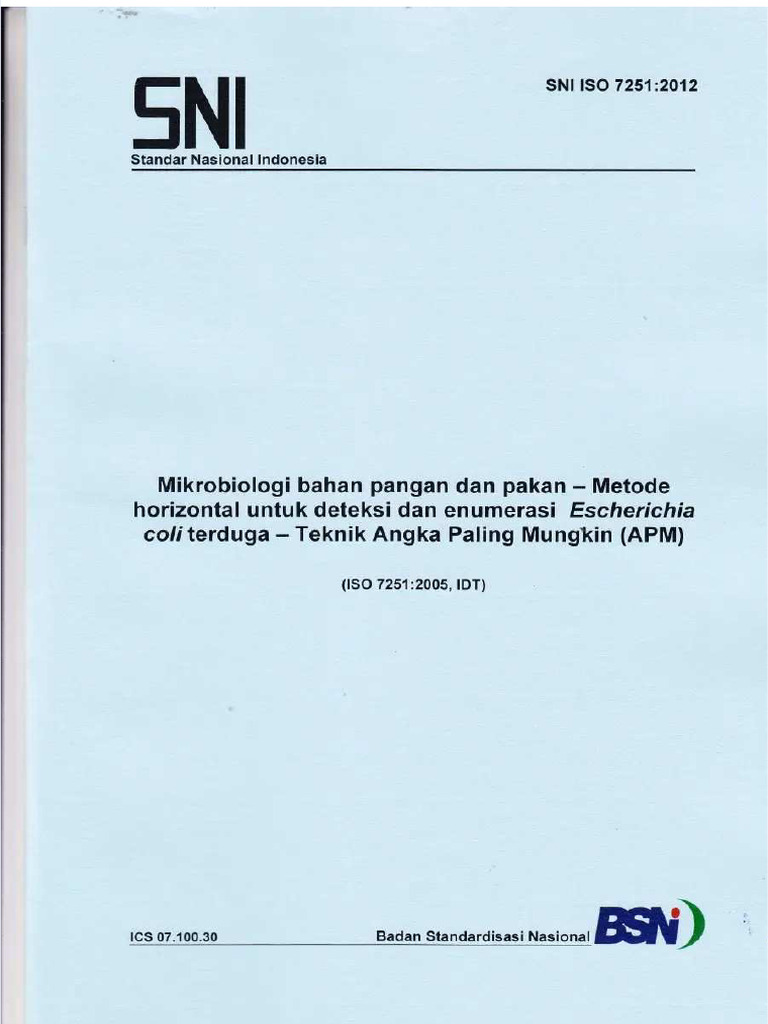 PDF Sni Iso 7251 2012 e Coli - Compress | PDF