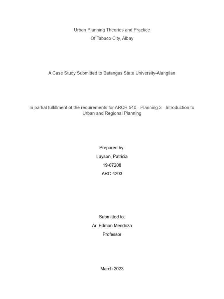 Urban Planning Case Study: Tabaco City | PDF | Urban Planning