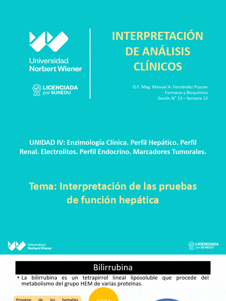 SEMANA 13 Interpretación de las pruebas de función hepática | PDF ...