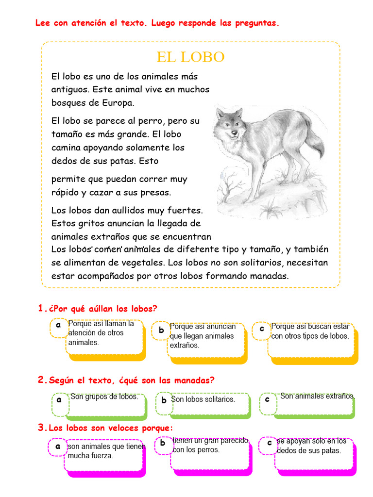 LEEMOS JUNTOS EL LOBO | PDF