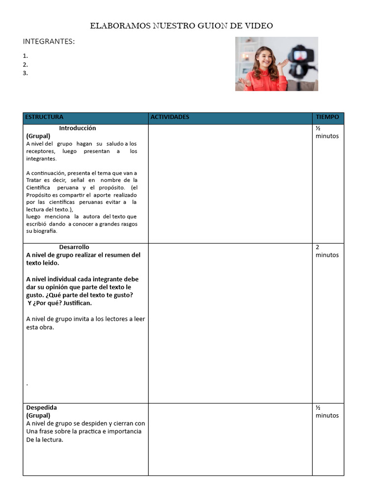 Elaboramos Nuestro Guion de Video | PDF