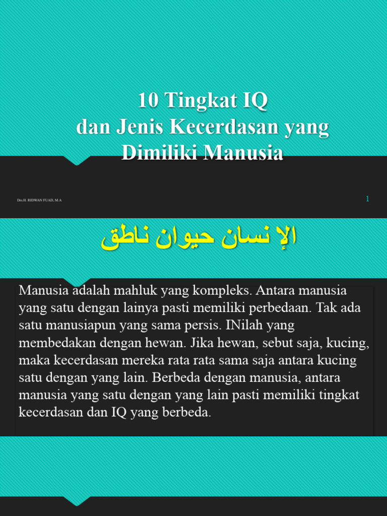 10 Tingkat IQ Dan Jenis Kecerdasan Yang Dimiliki Manusia | PDF